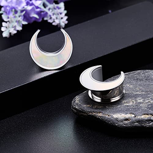 COOEAR Stainless Steel Ear Gauges Moon Shape and Leaf Shape Two Style of Piercing Flared Expander Stretchers