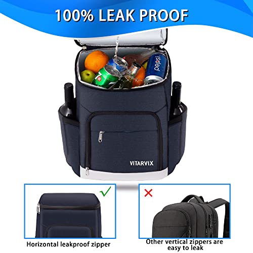 Cooler Backpack 36 Cans, VITARVIX Backpack Coolers Insulated Leak Proof for Hiking, Camping, Picnic, Ice Packs, Waterproof Soft Cooler Bag, Backpack Cooler for Men Women, Blue