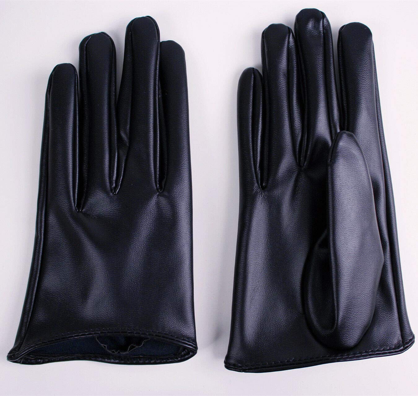 DooWay Women's Black Short Leather Gloves Touchscreen Faux Lambskin Leather Soft Cool Handmade Unlined for Evening Costume Party Dress 16cm