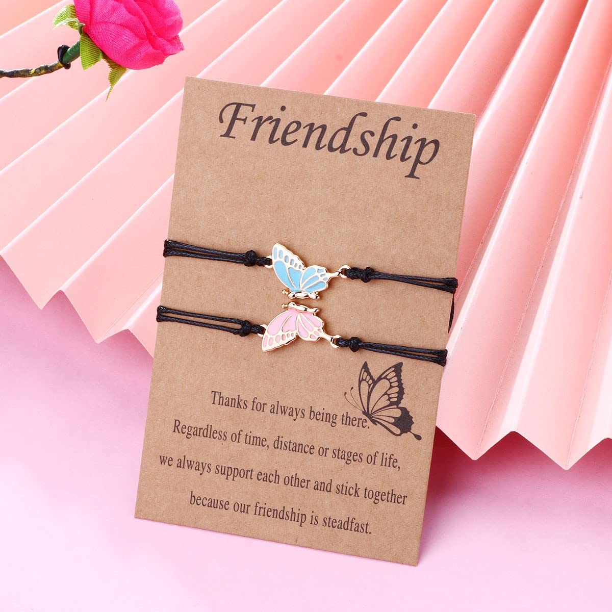 DOYYCA Friendship Bracelets Matching Best Friend Bracelet for 2 Women BFF (Butterfly 1)