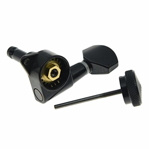 Dopro Black Locking Guitar Tuners Left Handed 6 Inline Tuning Keys Machine Heads Korea Made