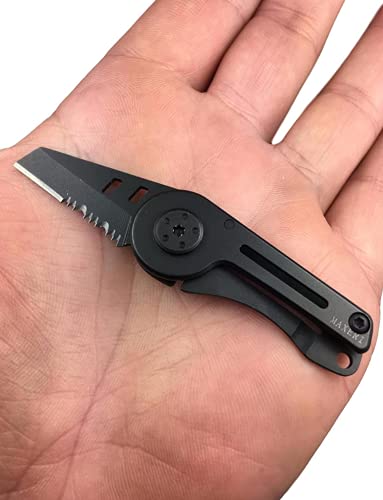 MAXERI World's Smallest All Purpose Pocket Knife, Premium Heat-Treated Stainless Steel Blade, Micro Slim Minimalist Design, Ideal Every Day Carry (Serrated Blade)