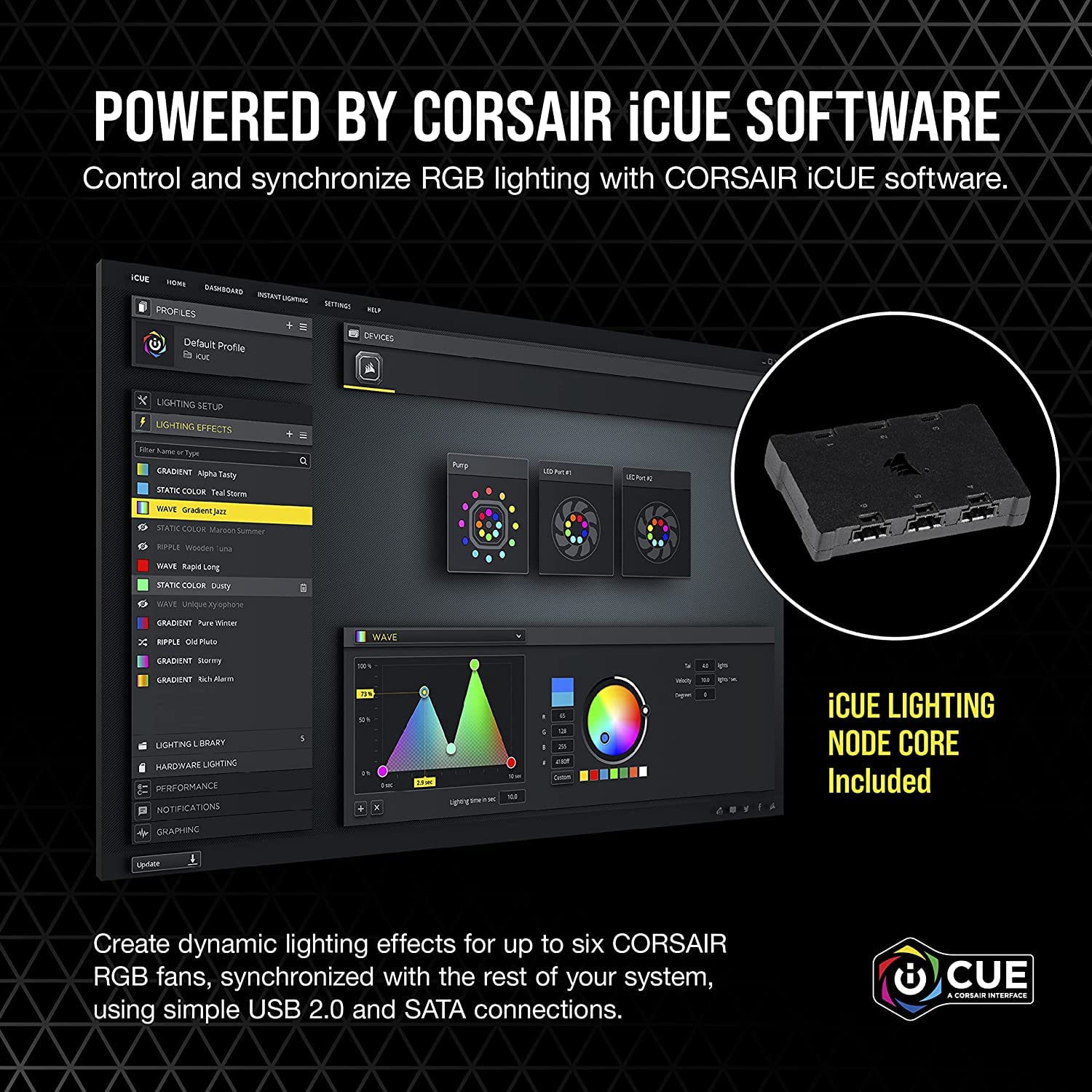 CORSAIR ML140 RGB Elite, 140mm Magnetic Levitation RGB Fan with AirGuide, 2-Pack with Lighting Node CORE