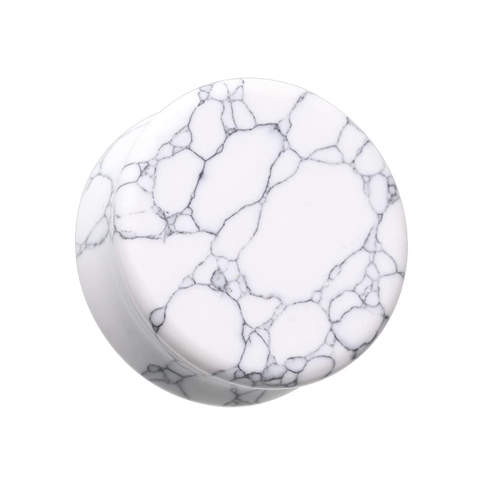 Covet Jewelry White Howlite Stone Double Flared Ear Gauge Plug (1" (25mm))