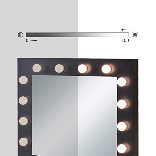 OFCASA Vanity Desk with Mirror and Lights, Vanity Set with 3 Colors Lights, Makeup Table with Mirror and Chair, Adjustable Nightstand, Solid Wood Legs, Bedroom Dressing Table (Black)