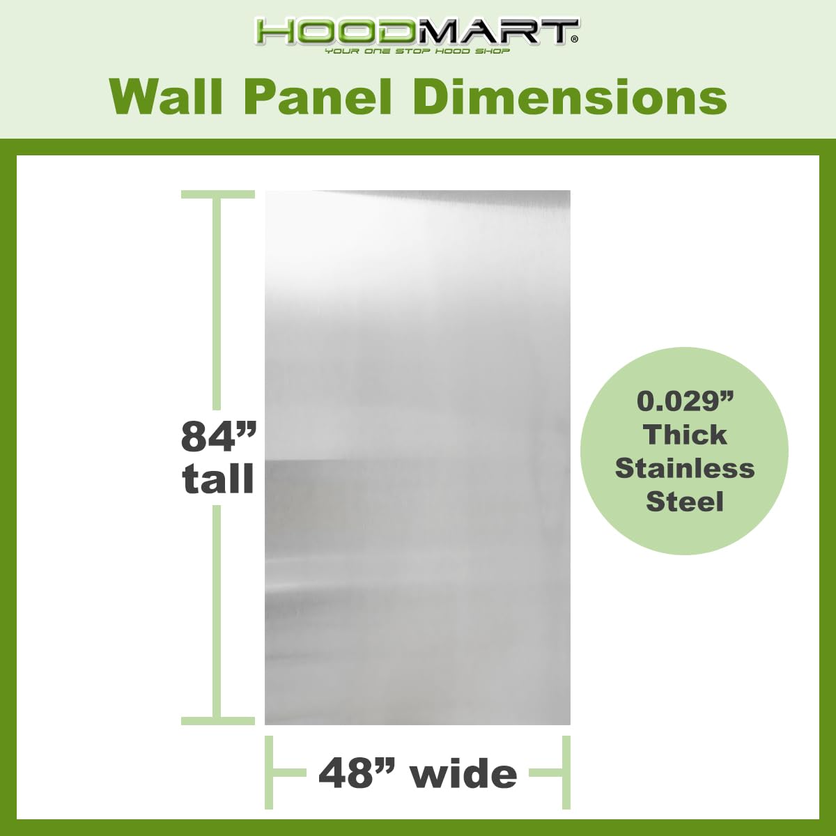 HOODMART 48β x 84β Metal Wall Panels, Set of 2 - High Quality Stainless Steel Sheet with Seam & End Caps, Back Splash Guard for Food Trucks, Restaurants, and Trailers