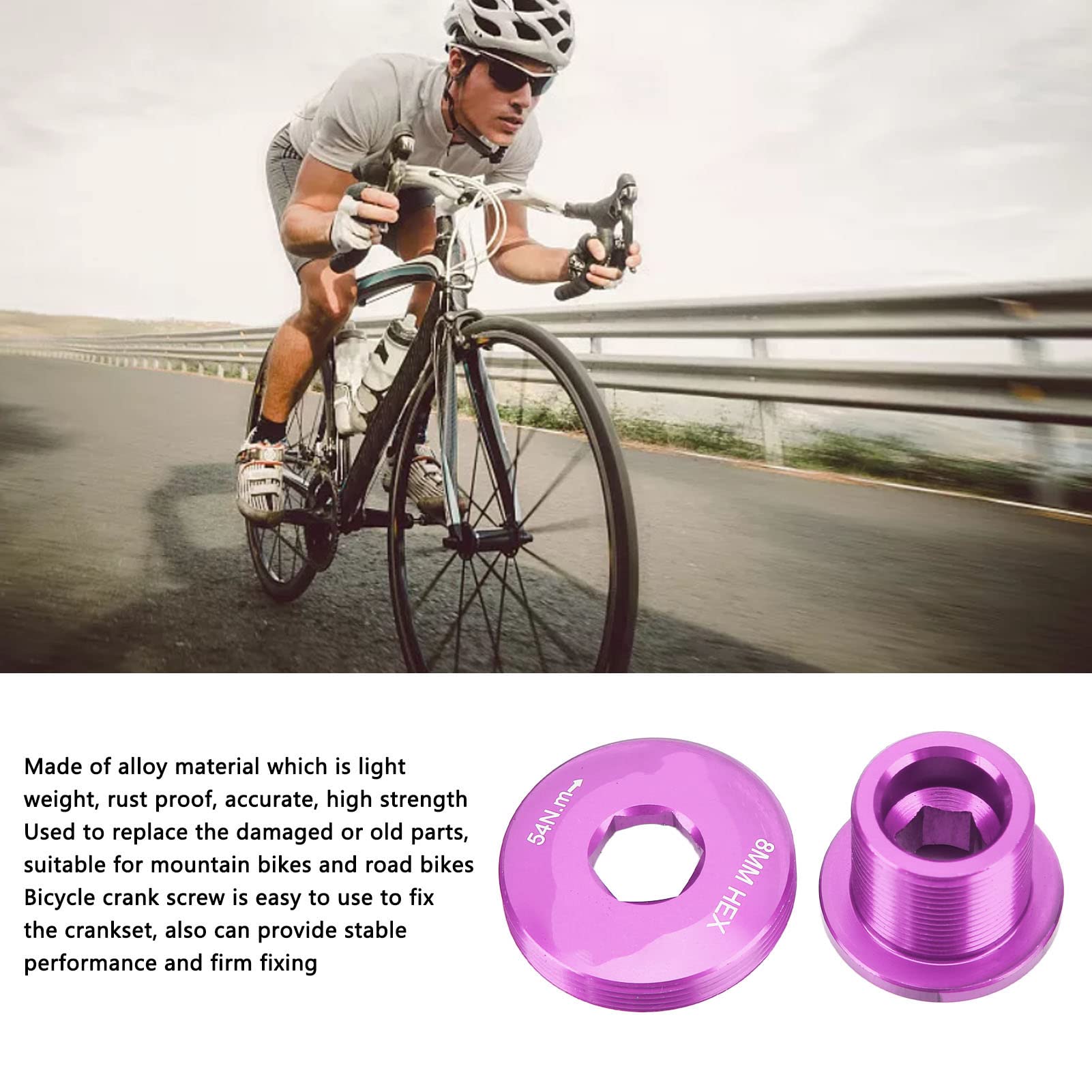 Crank Arm, Rust Proof Bicycle Crankset Fixing Stable High Strength Firm Resistance for Road Bike(Purple)