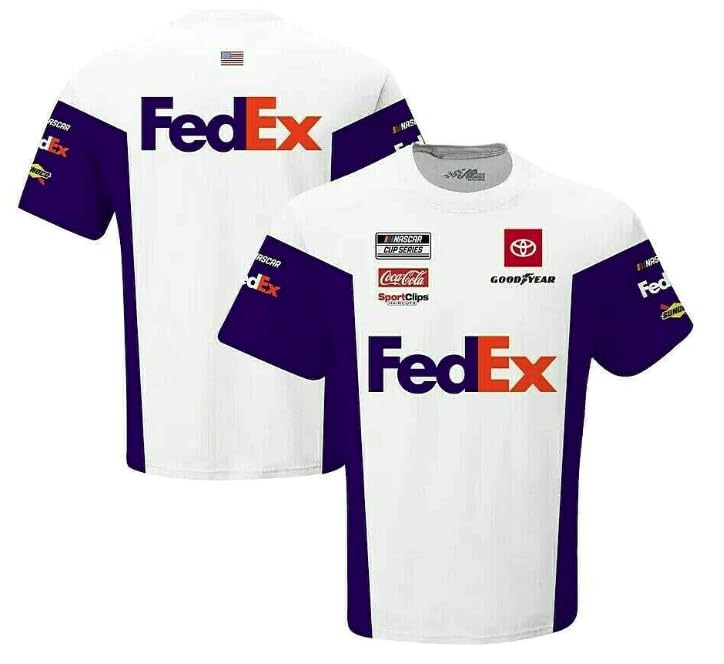 Checkered Flag Denny Hamlin 2022 Sublimated Uniform Pit Crew T-Shirt White (as1, Alpha, x_l, Regular, Regular, X-Large)