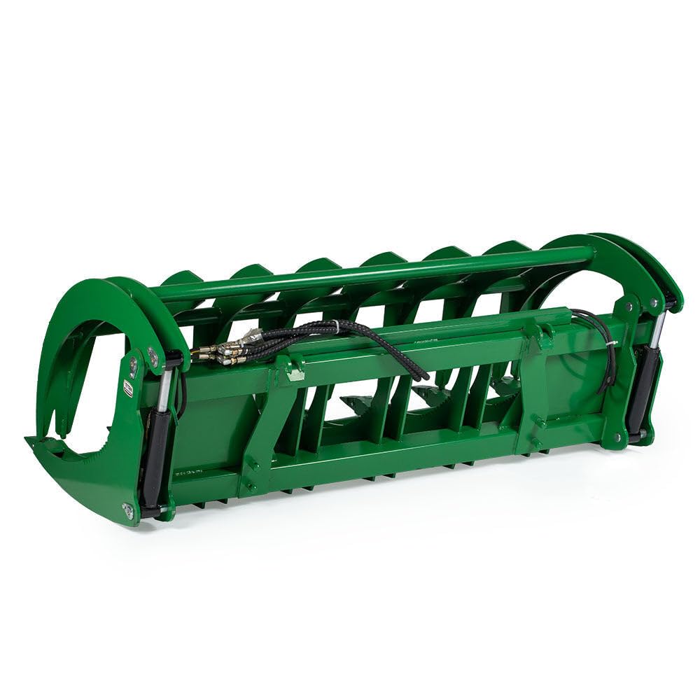 Titan Attachments 84" HD Root Grapple Rake Attachment Fits John Deere Hook and Pin Connection, Recommended for Series 4 Tractors, Twin 3,000 PSI Cylinders, Carry Rocks, Logs, Brush, Debris