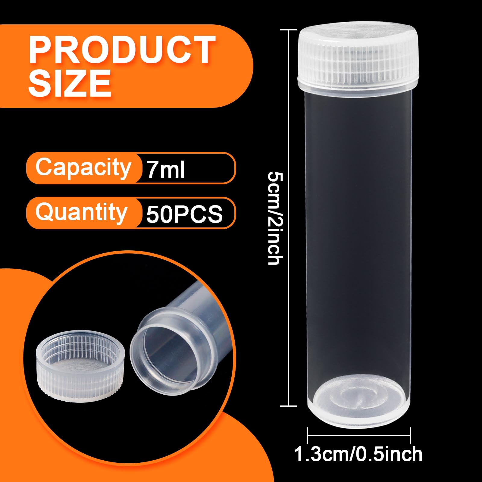 HAPY SHOP 50 Pieces 7 ML Plastic Vials with Screw Caps Lab Sample Vials with Lids Plastic Vials for Small Items