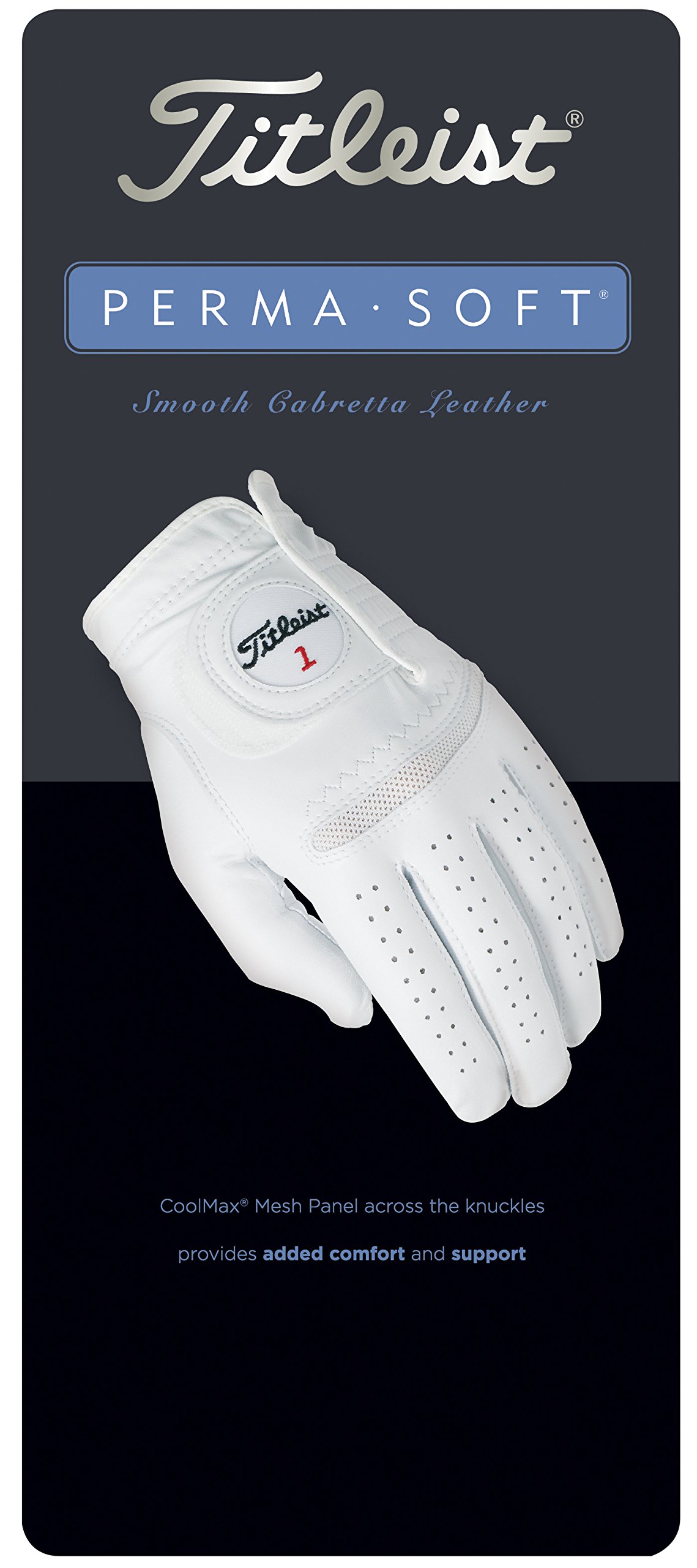 Titleist Perma Soft Golf Glove Mens Reg LH Pearl, White(x Large, Worn on Left Hand)