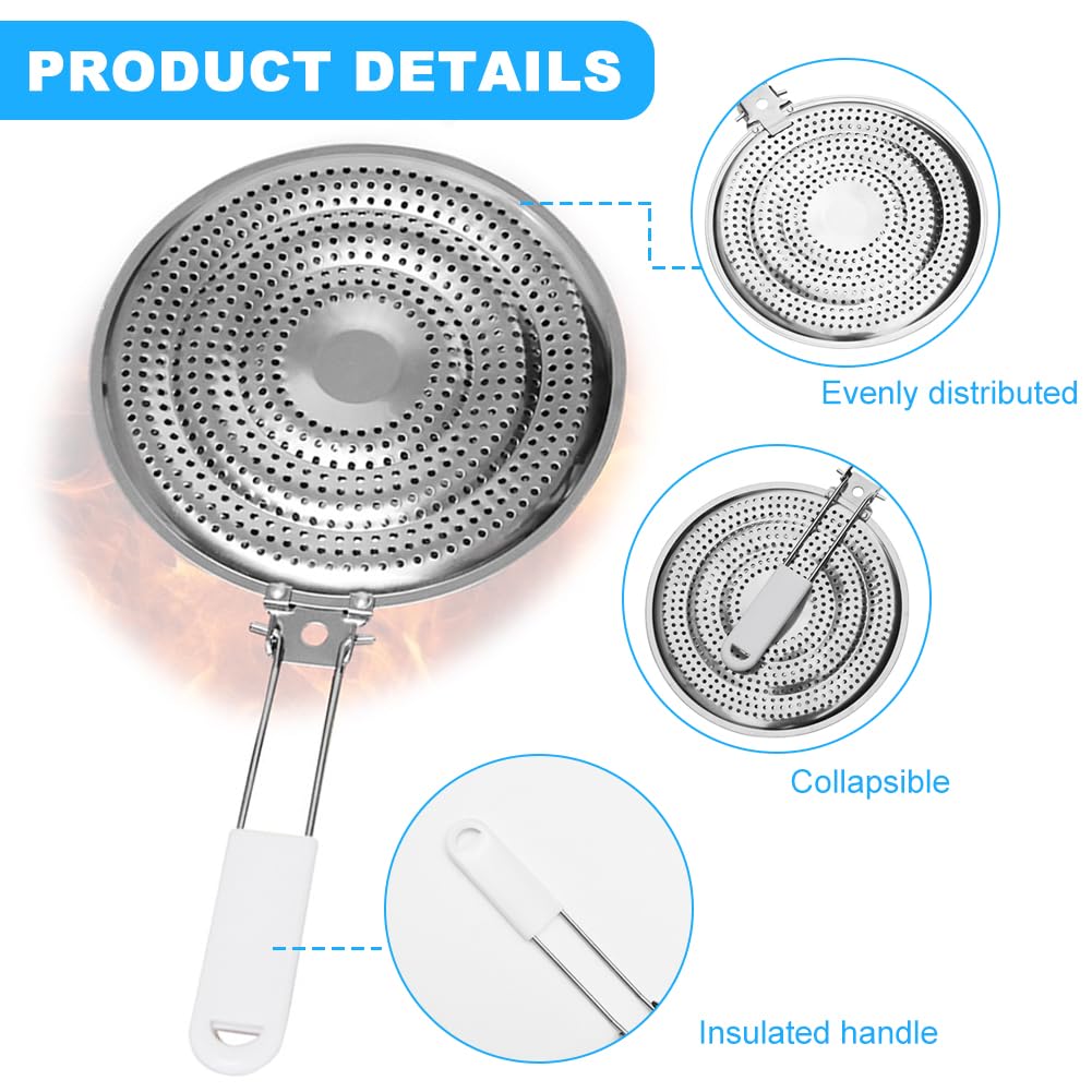 Heat Diffuser Flame Reducer Simmer Plate, Stainless Steel Heat Diffuser for Gas and Electric Stove, Induction Cooktop Compatibility, Flame Guard for Gas Top Cooking(size:7.99 x 7.36inch)