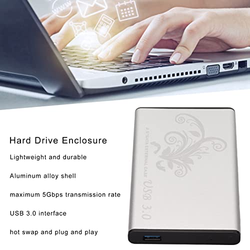 Hard Disk Case, 4TB 2.5in Hard Drive Enclosure LED Indicator USB3.0 Hot Swap for Laptop(Silver)