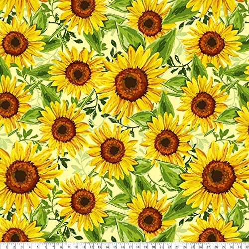 Sunflowers Anti-Pill Premium No-Sew Throw Fleece Fabric Kit (50x60)