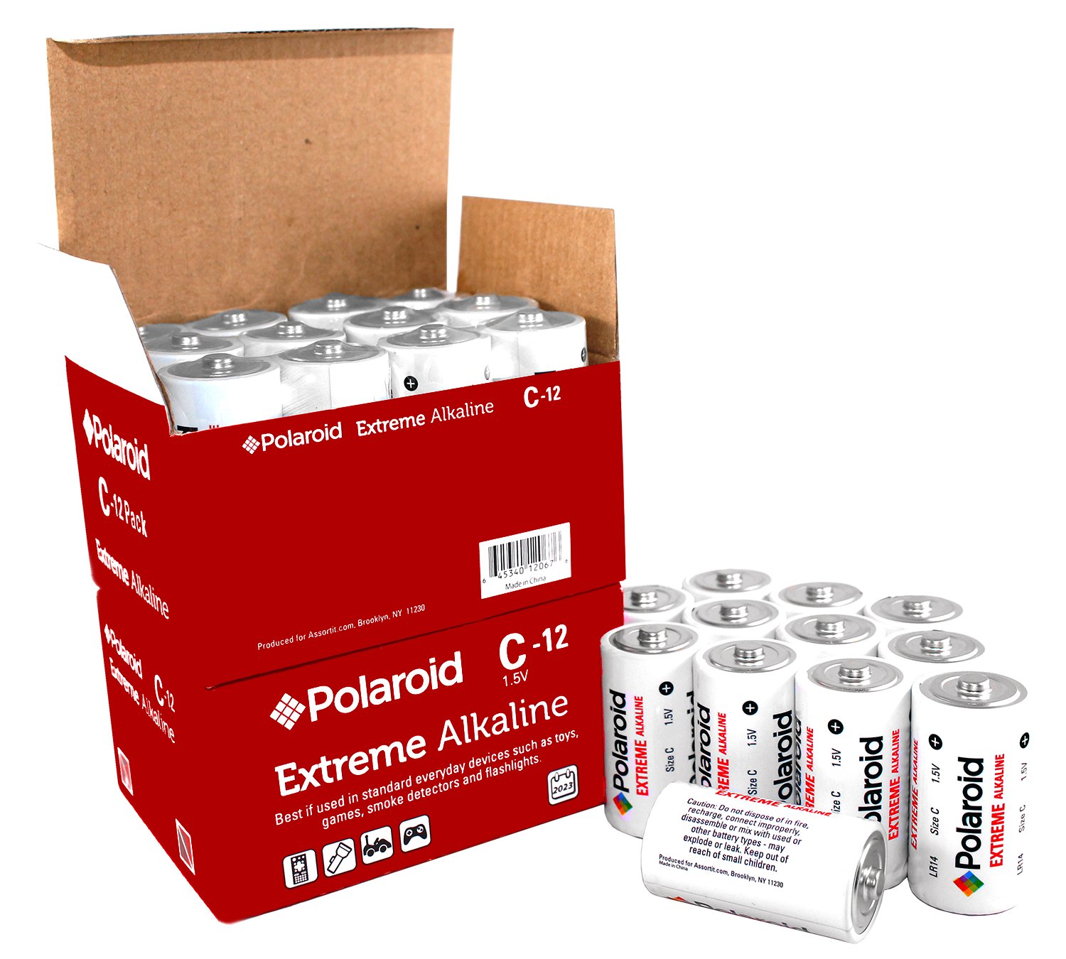Polaroid Extreme C Cell Size Alkaline Batteries 1.5V LR14 (12-Pack)