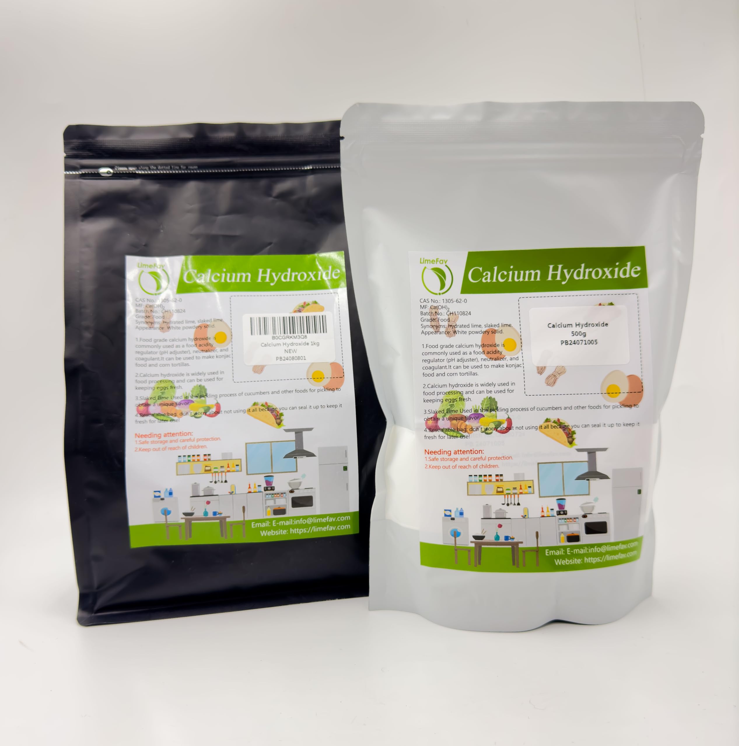 LimeFav Food Grade Calcium Hydroxide,Slaked Lime, CAS NO.: 1305-62-0(1kg/35.2oz)