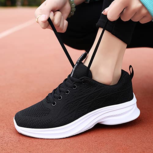 FASDNENDYS Casual Comfortable Ladies Up Lace SoleMesh Breathable Soft Fashion Shoes Women's Smooth Bottom Shoes Black