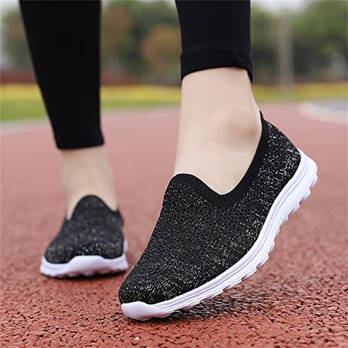 FASDNENDYS Fashion Summer Women Shoes Solid Color Casual Mesh Breathable Comfortable Lightweight Shallow Slide in Flats Black