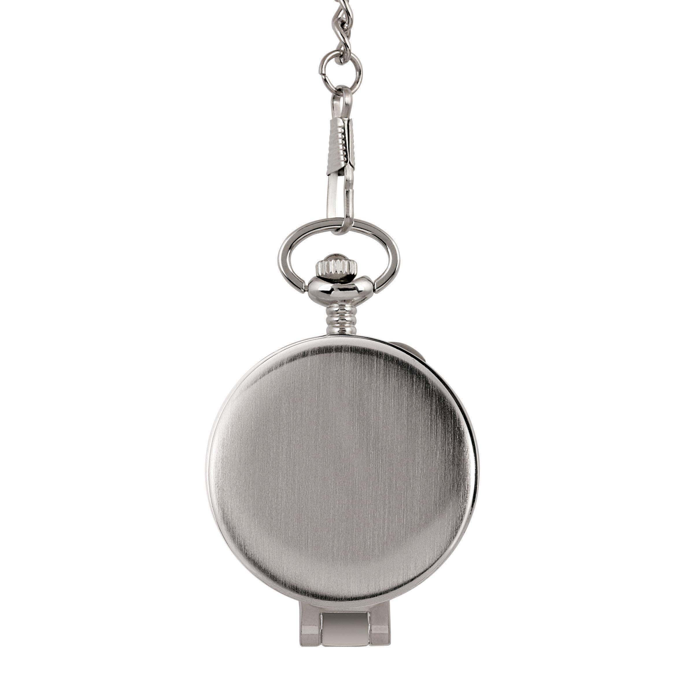 Coin Pocket Watch with Skeleton Quartz Movement | Gold Layered JFK Half Dollar | Genuine U.S. Coin | Sweeping Second Hand, Roman Numerals | Silvertone Case | Certificate of Authenticity