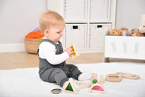 TickiT Rainbow Blocks - Set of 24 - Sensory Blocks for Toddlers Aged 12M+ - Colorful Montessori Stacking Shapes - First Building Blocks