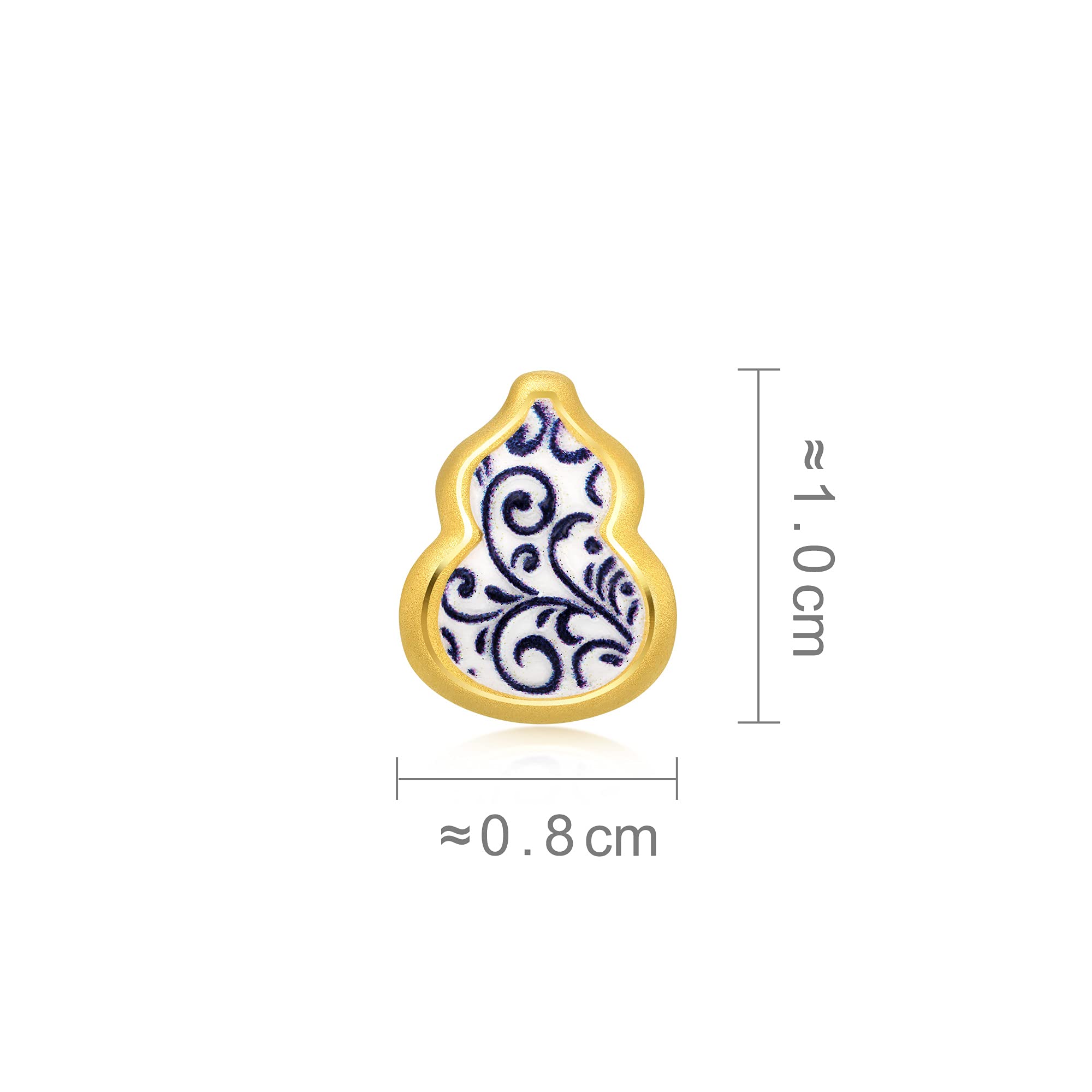 CHOW SANG SANG 999 24K Solid Gold Blue and White Porcelain Mini Charm Bracelet for Women 92527C