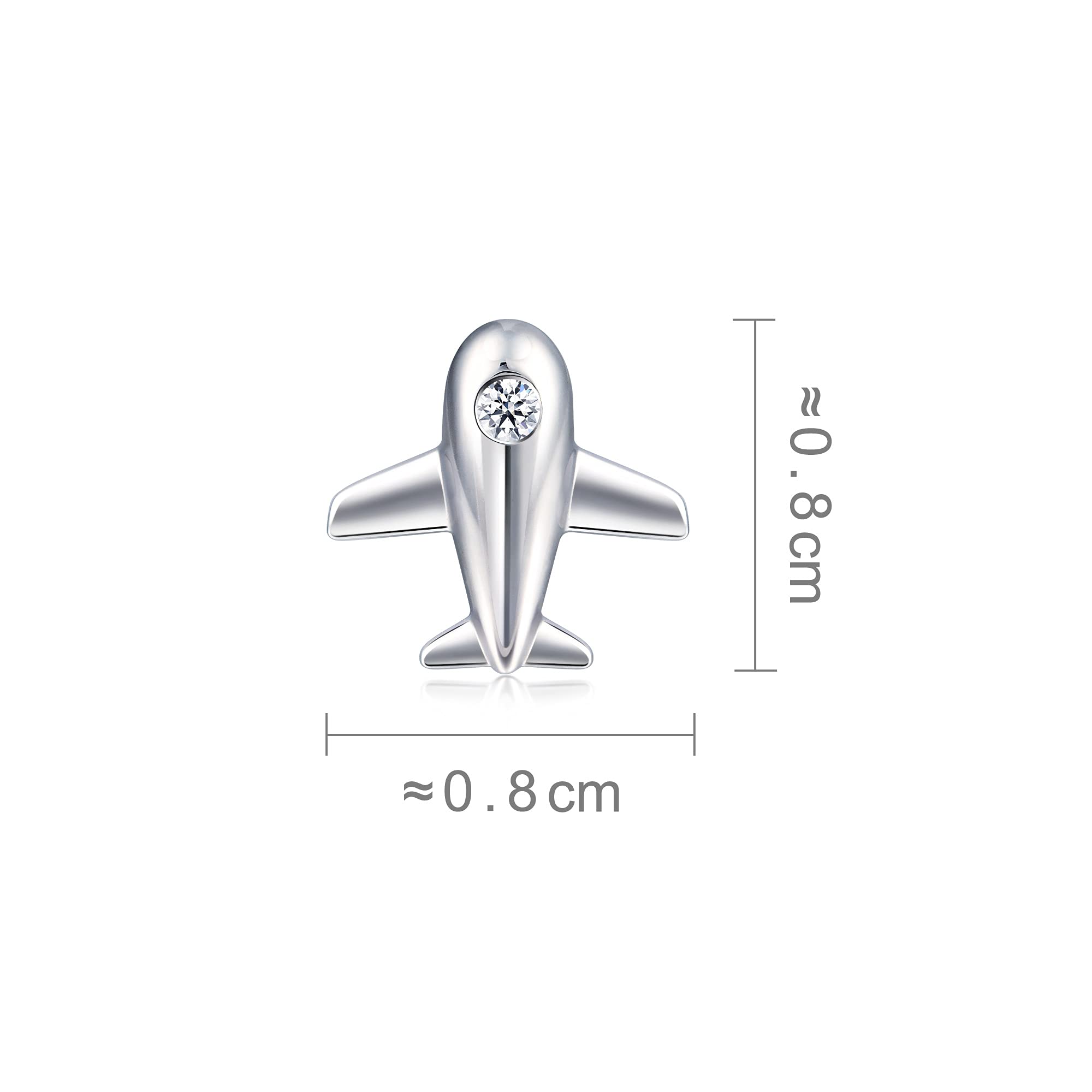 CHOW SANG SANG 950 Platinum Cute Plane Diamond Stud Single Earring for Women 92119E (Sold Single Not Pair)