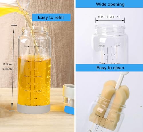 CHEFTOON Oil and Vinegar Dispenser Set,2 Glass Oil Bottles with No Drip Spout,450ml Olive Oil Bottle,Ideal Kitchen Oil Dispenser