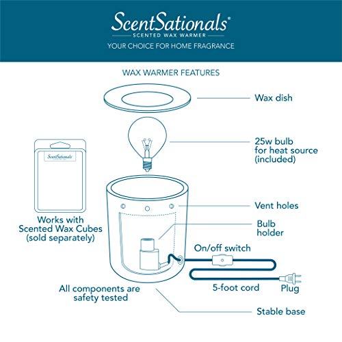 Scentsationals Wax Melt Warmer, Wax Warmer for Scented Wax Melts - Mosaic Collection Garden Delight - Candle Wax Melter for Fragrance Cubes and Tarts
