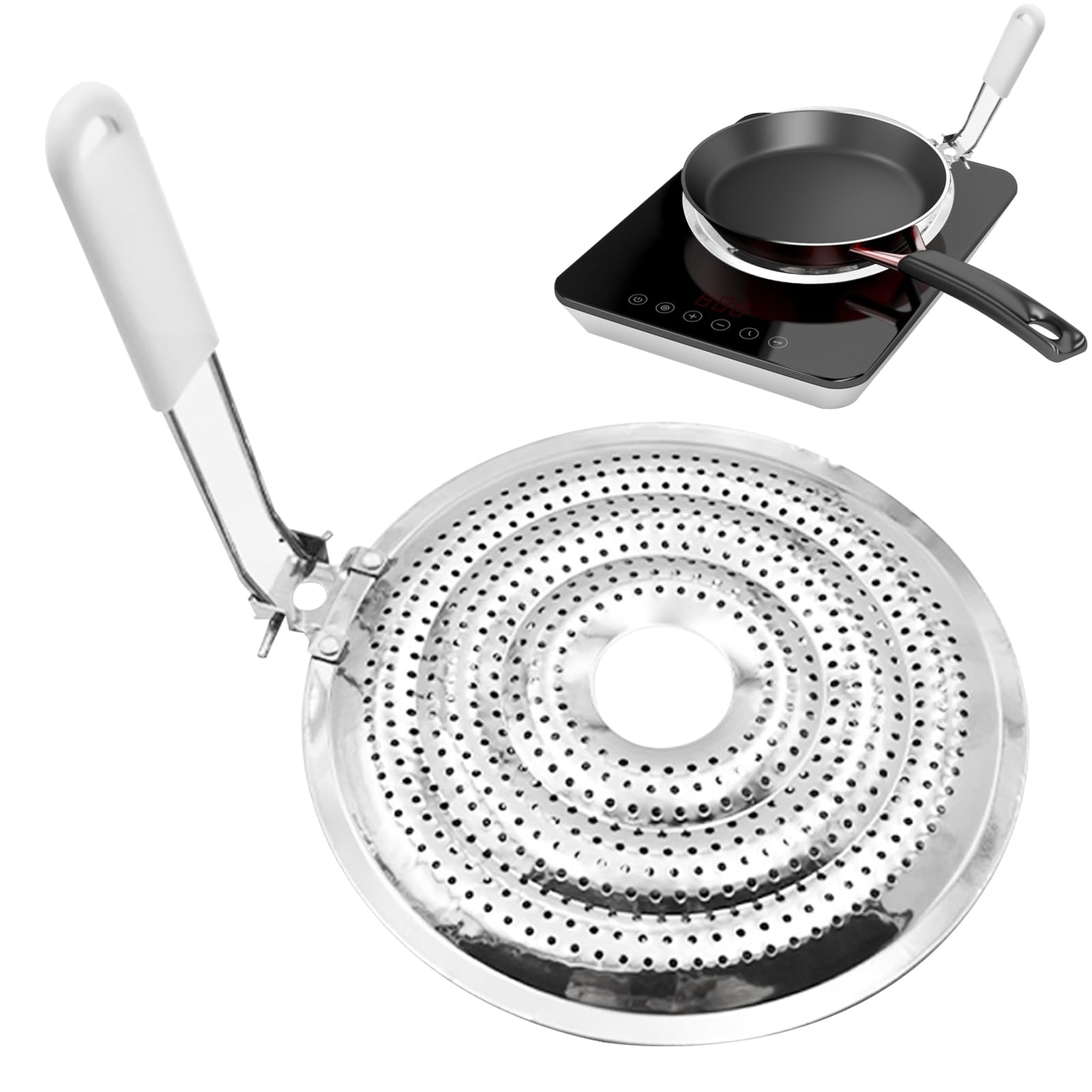 Heat Diffuser Flame Reducer Simmer Plate, Stainless Steel Heat Diffuser for Gas and Electric Stove, Induction Cooktop Compatibility, Flame Guard for Gas Top Cooking(size:7.99 x 7.36inch)
