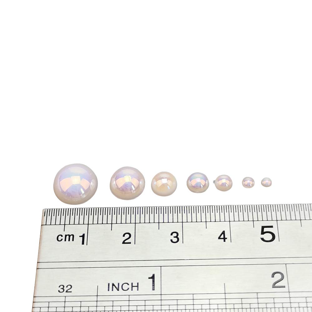 Chenkou Craft 3000PCS 1 Box White AB Round Flatback Imitation Half Pearls Bead Loose Beads Gem (White AB Half Ball)