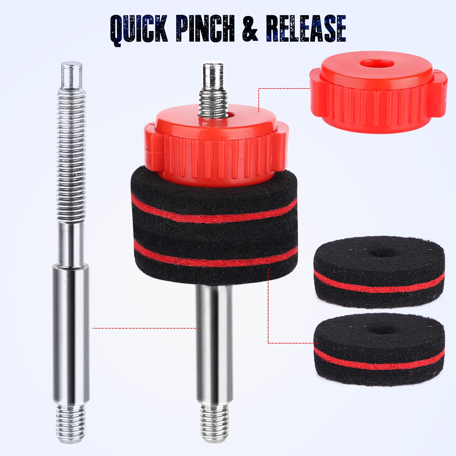 Facmogu Red Hat Stack Cymbal Stacker, Crasher Stacker for Drum Kit Accessories, Double-Braced Hi-Hat Cymbal Clutch for Standard Cymbal Jazz Drum Parts Accessories with Quick Set Nut