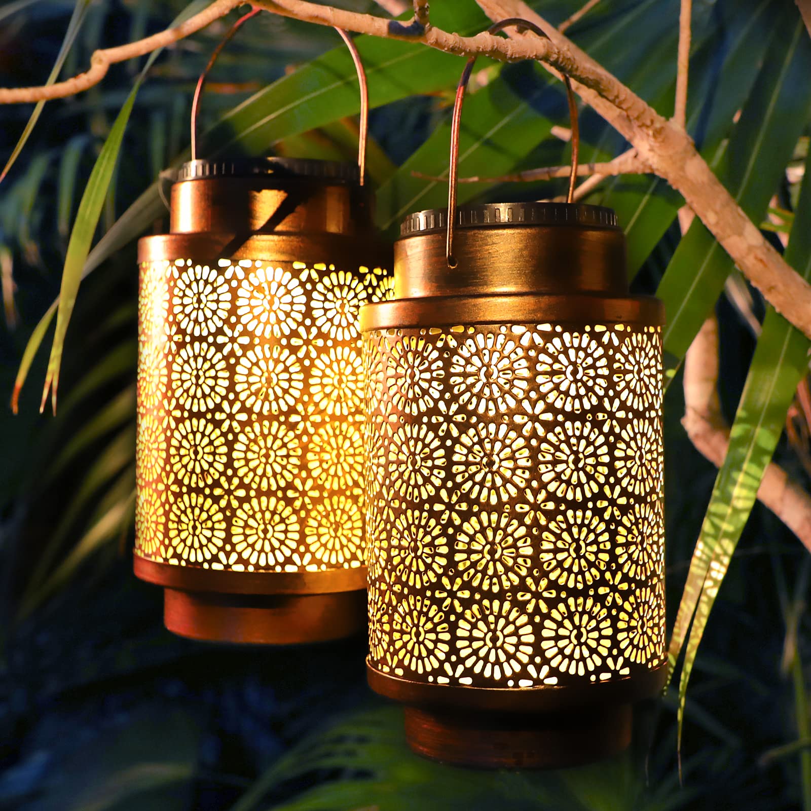 Y YUEGANG Solar Lanterns Outdoor Waterproof, Solar Hanging Lanterns Outdoor for Patio, Solar Lights for Home and Garden Decor Clearance, Solar-Powered Decorative Lanterns, 2 Pack (2021 New Version)