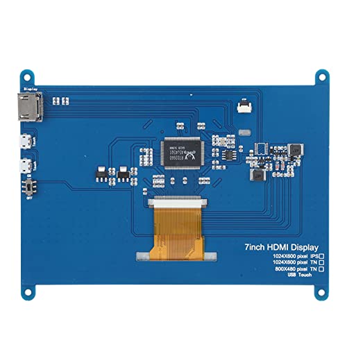 Heayzoki 7 Inch HDMI Monitor LCD Display, Display Screen for Raspberry Pi HDMI 1024 X 600 Backlight Switch, Can Be Used As a Computer Monitor, USB Power Supply