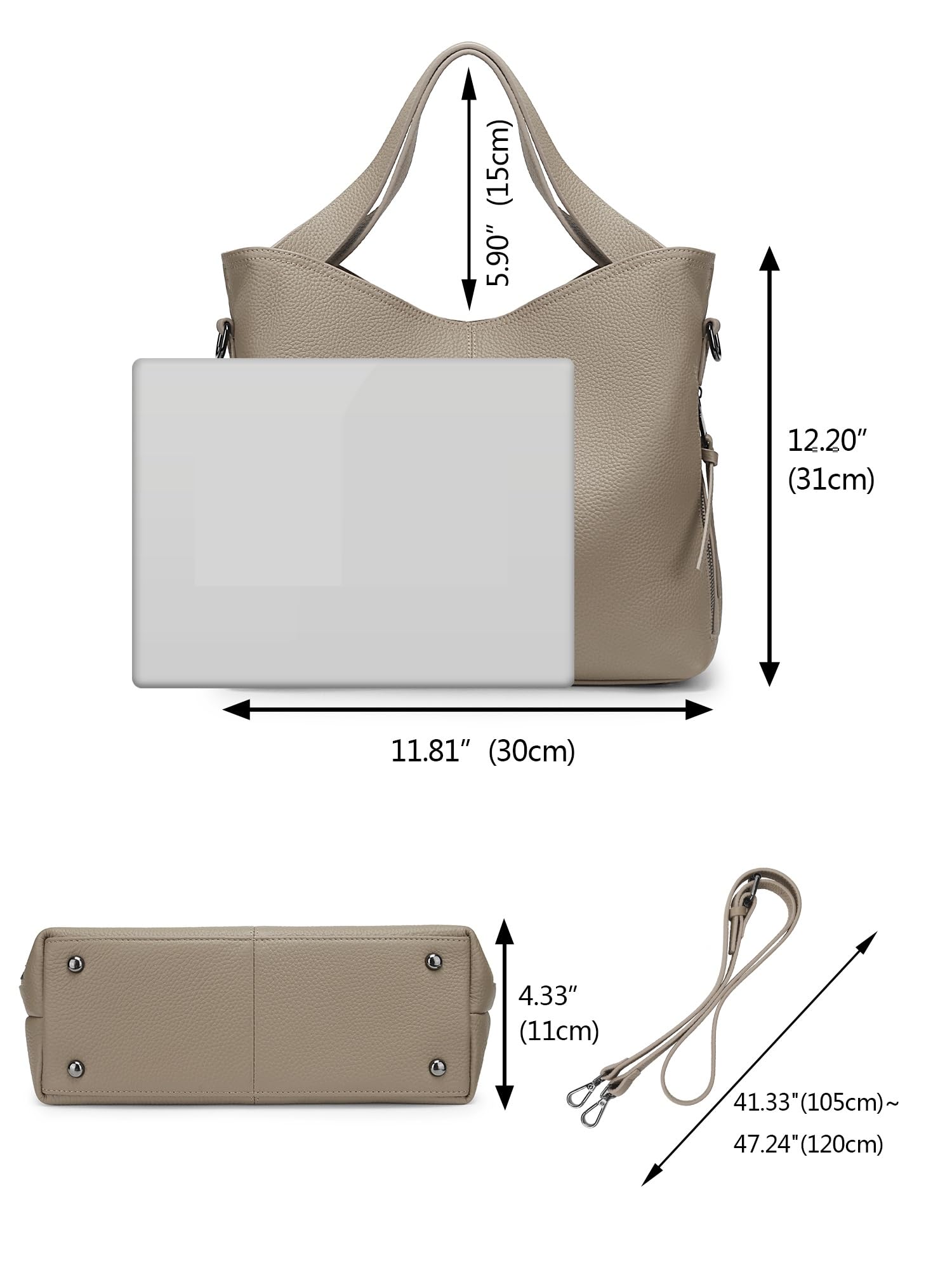 YALUXE Genuine Leather Hobo Bags for Women Slouchy Tote Handbag Purse Crossbody Bag Top Handle Shoulder Bag