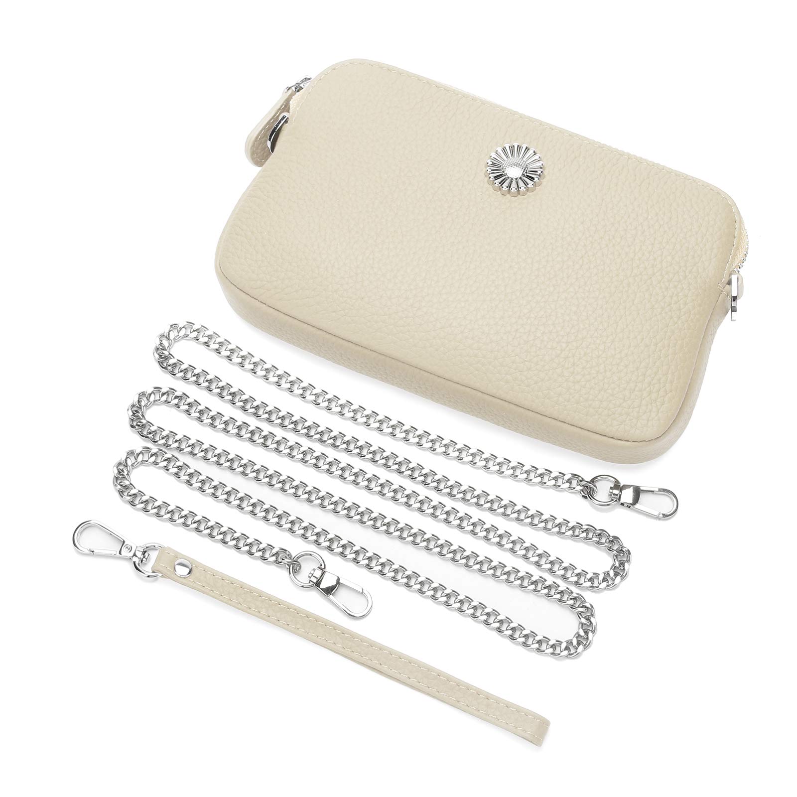 YALUXE Leather Wristlets for Women Clutch Wallet Wrist Strap Crossbody Zip Pocket long Shoulder Chain