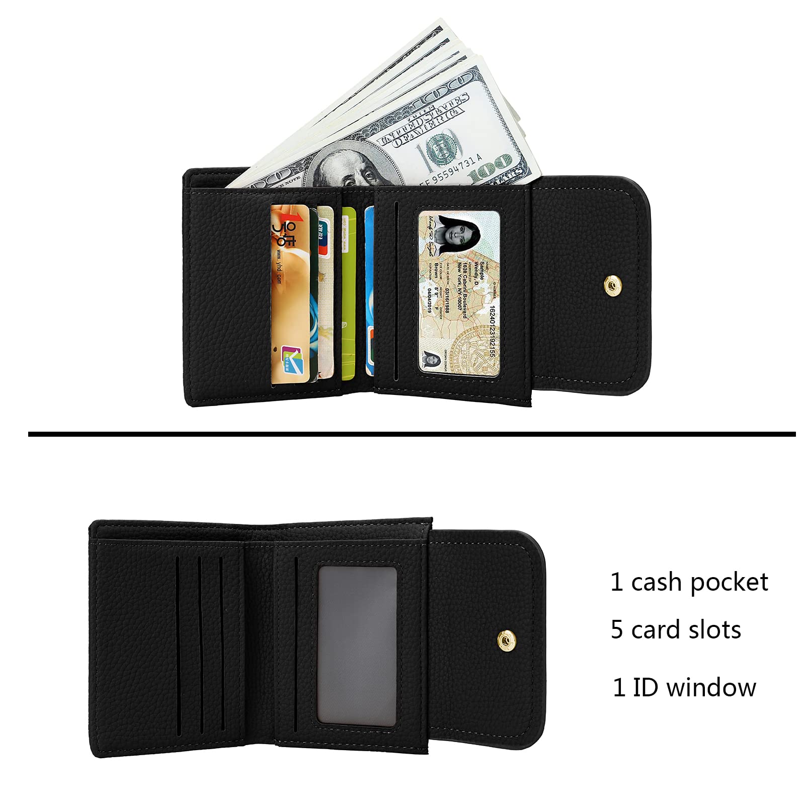 YALUXE Small Wallets for Women Vegan Leather Mini Coin Purse with Coins Zipper Pocket and ID Card Holder