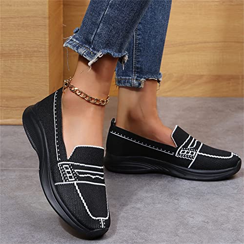 FASDNENDYS Ladies Fashion Solid Color Mesh Breathable Cover Foot Flat Casual Shoes for Womens Black
