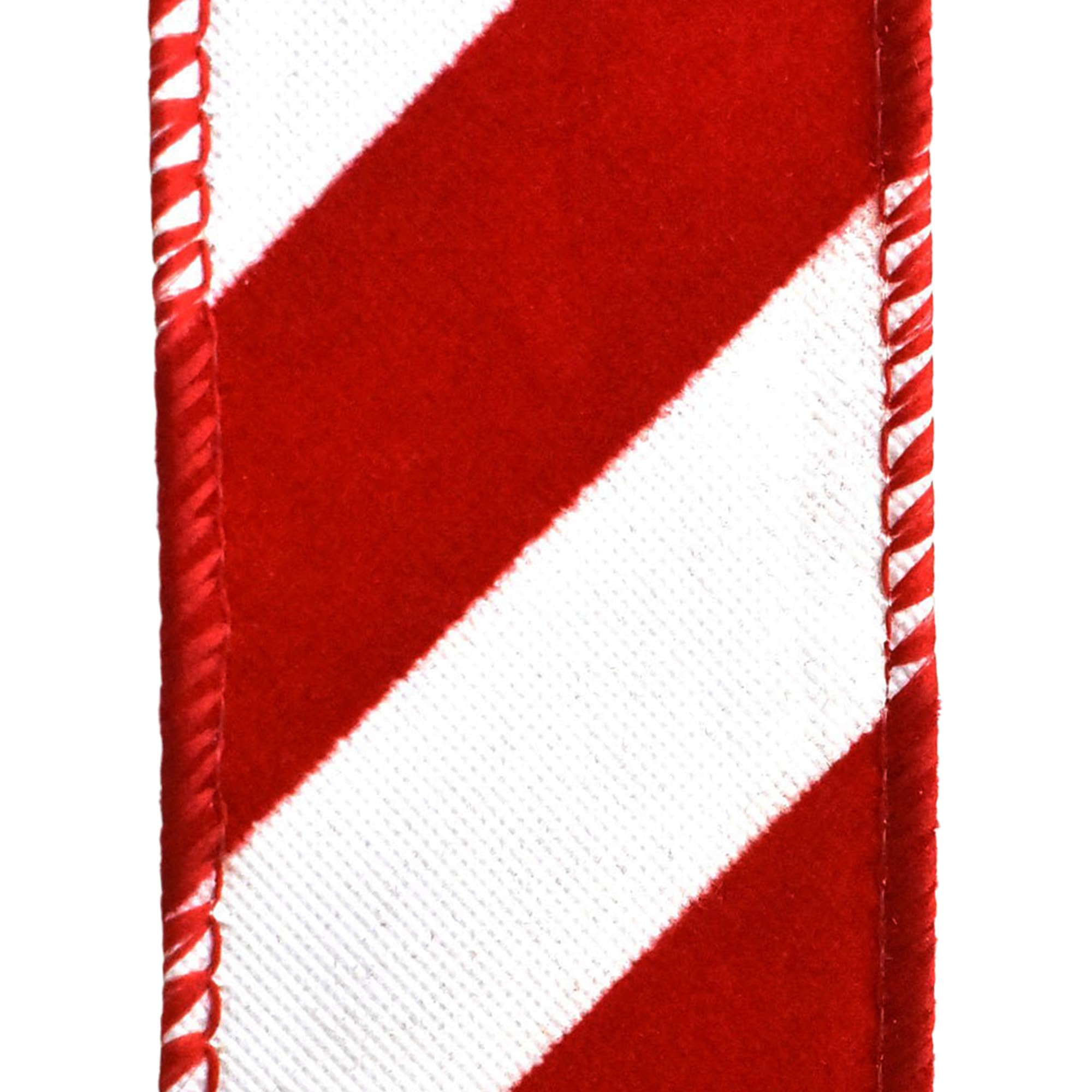Christmas Candy Cane Velvet Outdoor Wired Ribbon, 1.5 inch-10-yard Buy from Tchoice