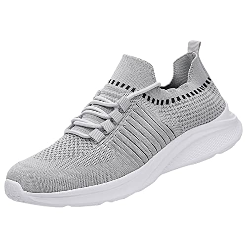 FASDNENDYS Men Shoes Summer Lightweight Breathable Lace Up Casual Shoes Casual Running Sneaker Boots for Men Lightweight Grey