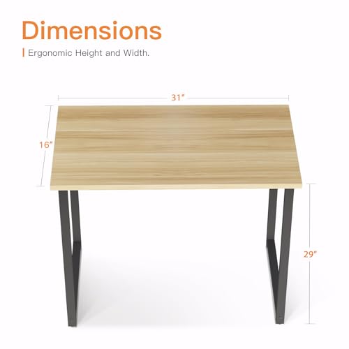 Coleshome 32 Inch Computer Desk, Modern Simple Style Desk for Home Office, Study Student Writing Desk, Walnut