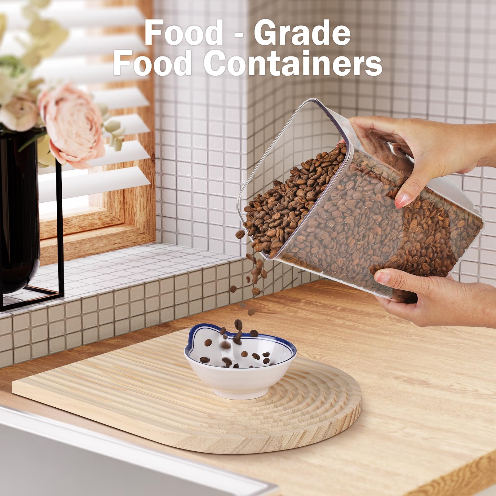 Melovom Pop Food Storage Containers Set Airtight Food Storage Containers with Pop Lids, Kitchen Pantry Organization and Storage, BPA Free, 2 x 2.8Qt