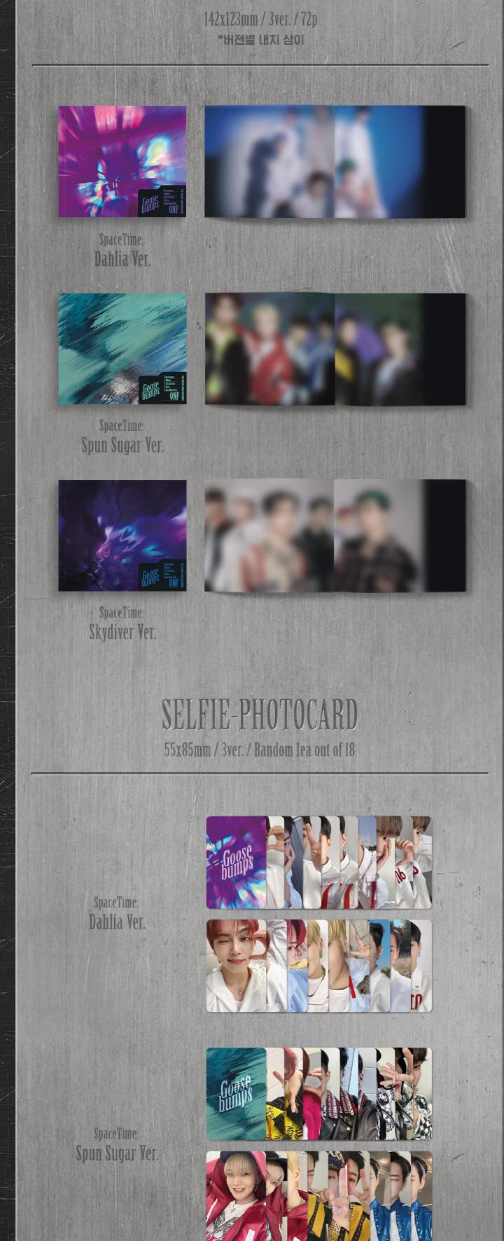 ONF Goosebumps 6th Mini Album Random Version CD+72p Booklet+1p Selfie PhotoCard+1p PhotoCard+1p Secret Selfie+1p Secret Card+1p From.ONF Diskette Data+Message PhotoCard SET+Tracking Kpop Sealed
