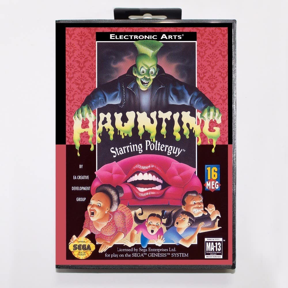 Haunting Starring Polterguy Game Cartridge 16 Bit MD Game Card With Retail Box For Sega Mega Drive For Genesis (Black)