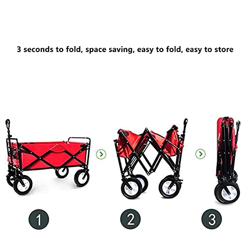 Collapsible Folding Wagon, Folding Wagon,Collapsible Utility Trolley Outdoor Cart,with Rubber Universal Wheels,for Camping Garden Beach All Terrain wi