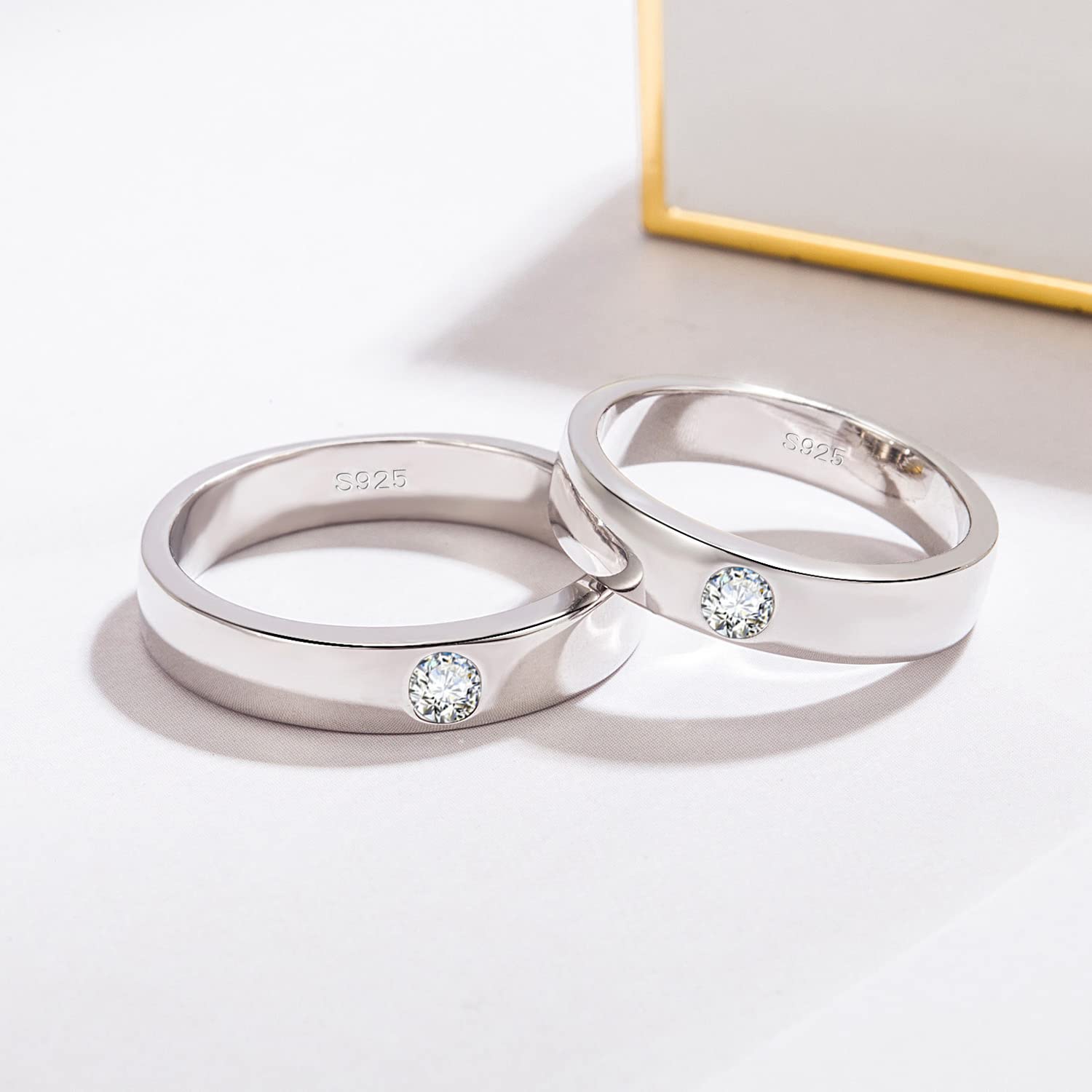 Dankadi Fashion Sterling Silver Men & Women Wedding Band Engagement Ring With Cubic Zirconia CZ 4.5MM Smooth Plain Dome Comfort Couples Ring Sizes 5 to 13 (7)