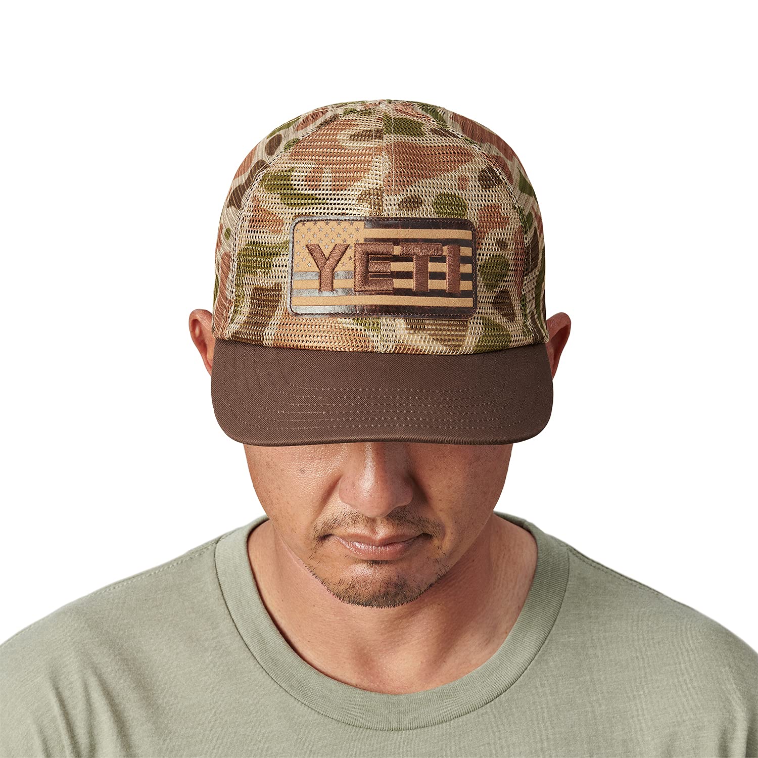 YETI USA Flag Hat, Brown/Camo, One Size