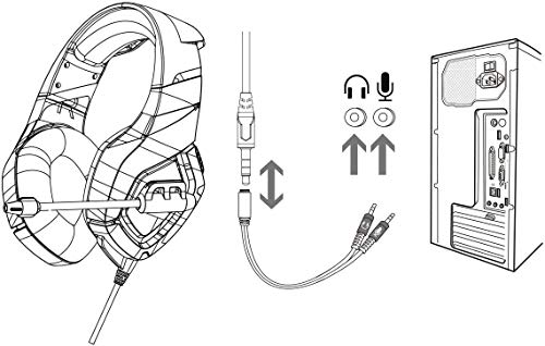 YEYIAN Force Stereo Gaming Headset Mic, Noise Cancelling Over Ear Microphone Headphones, Bass Surround, Soft Earmuffs, Compatible with PS4 Xbox One PS5 Nintendo Controller PC Laptop Games, Winter Camo