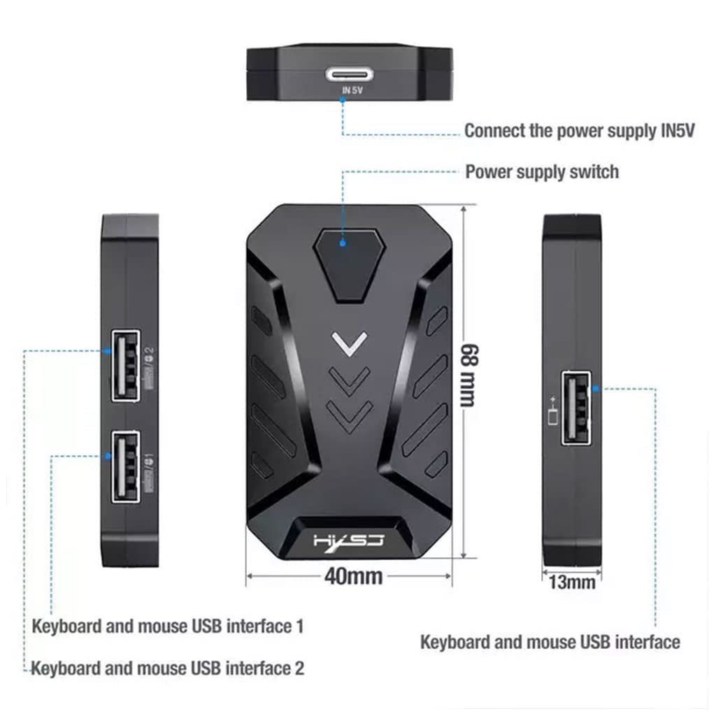 YEZININHAO Wired Game Converter for Mobile Gamepad Gaming Keyboard Mouse Converter Adapter Keyboard and Mouse Converter