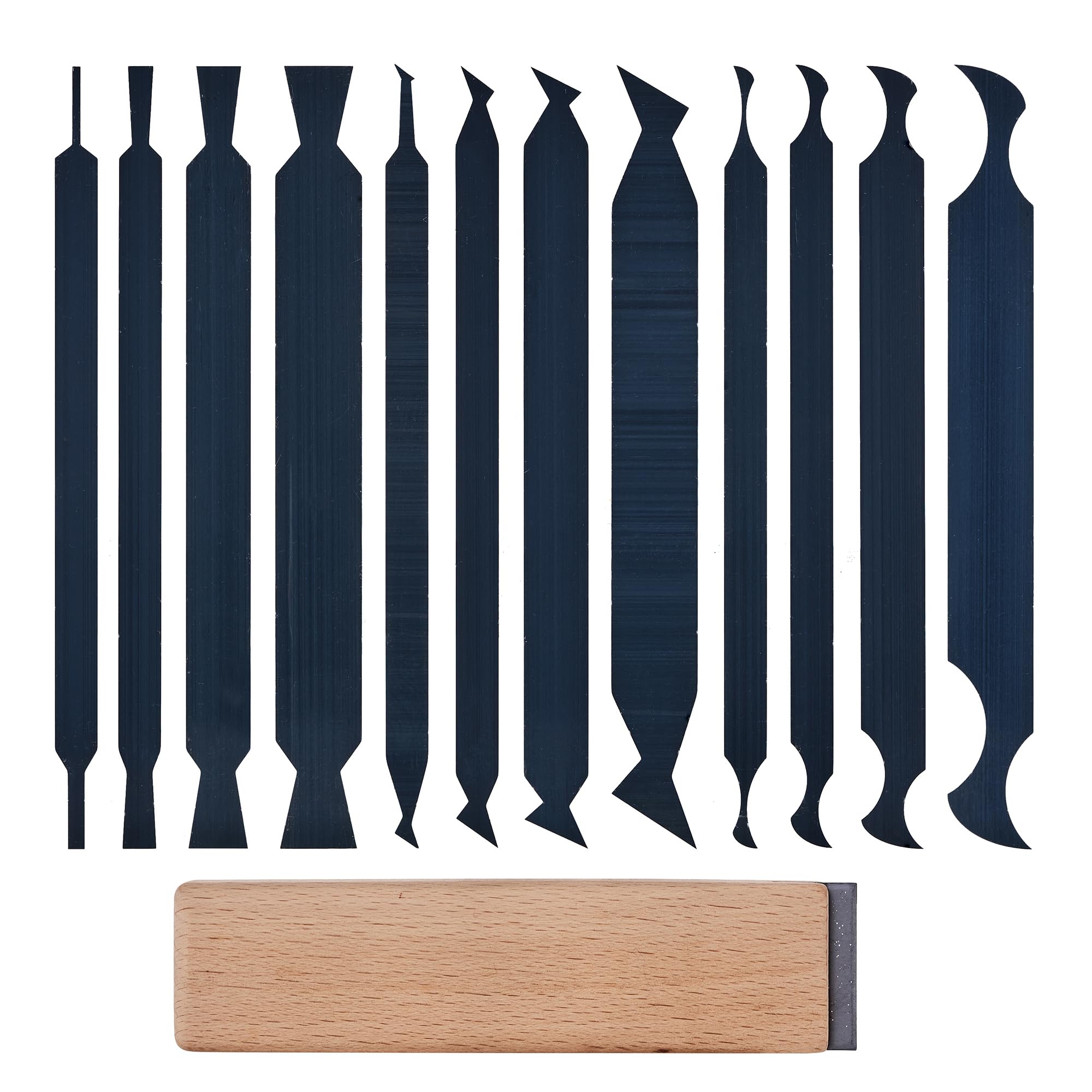 HERMIT TOOLS New Cabinet Scraper Cards asnd Cabinet Scraper Burnisher with 12 Piece Multi-Shaped Scraper Set Suitable for Various Small space and Small-Sized Tasks(HTCSCS13)