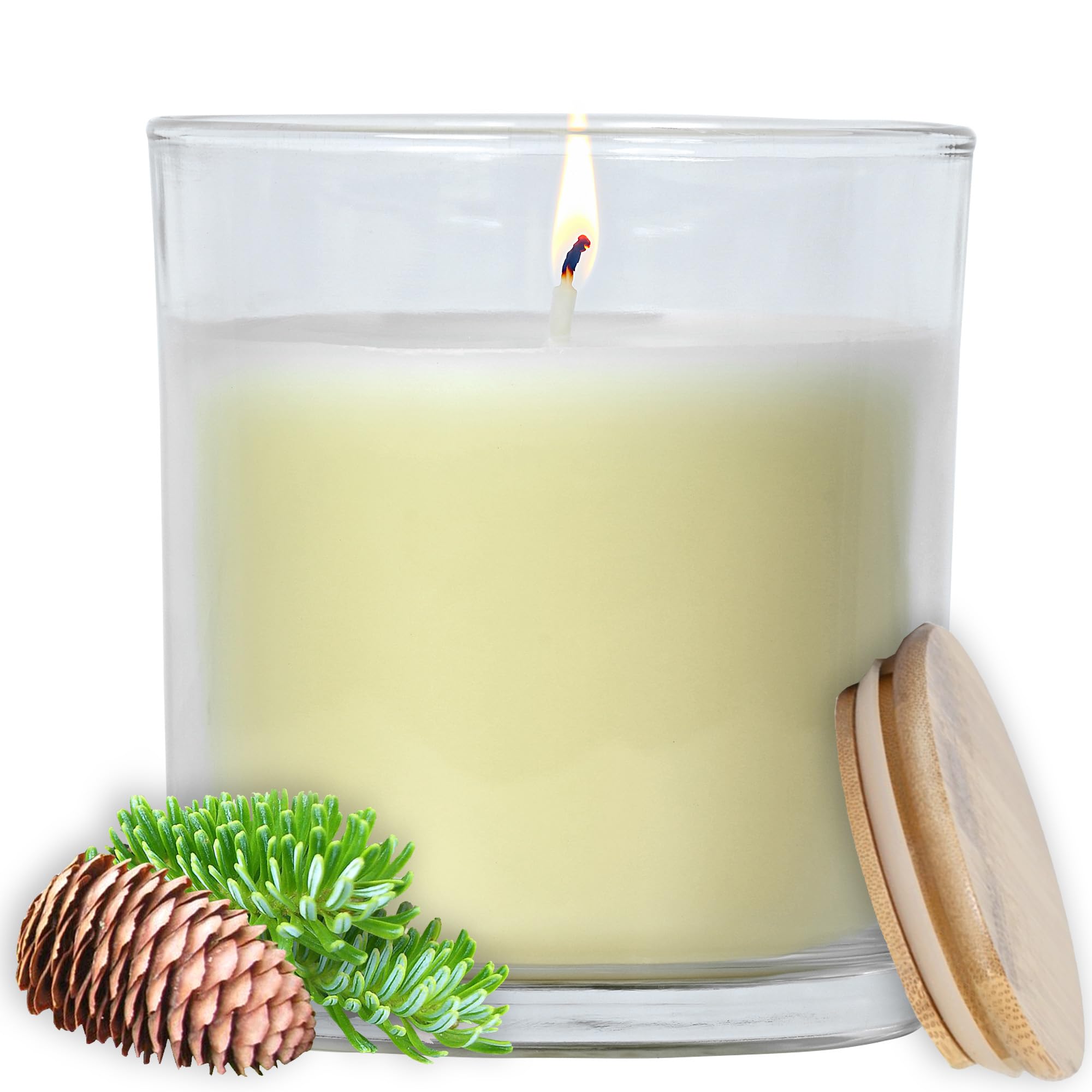 Christmas Pine Scented Soy Candle (8 ounce) – 100% Natural Soy Wax Candle with Christmas Tree Pine Scent, Great Office Gift for Women by Candleology